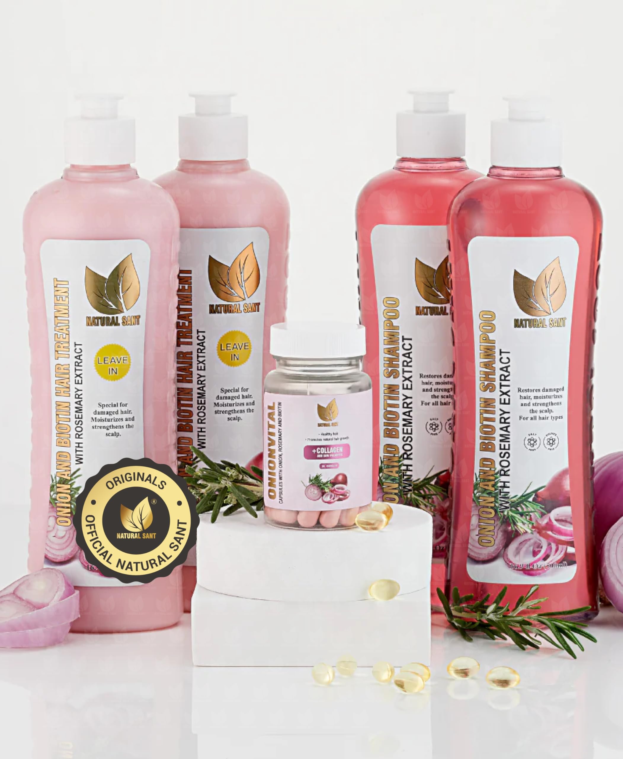 Amazon.com : NATURAL SANT - Onion, Rosemary & Biotin Shampoo Set x2 ...