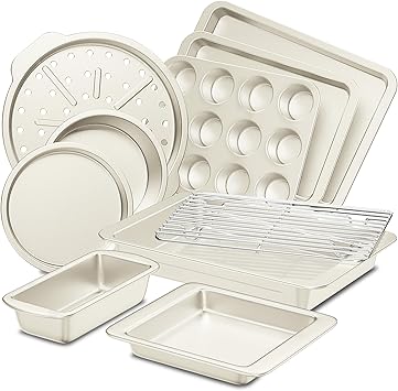 Amazon.com: HONGBAKE Bakeware Sets, Baking Pans Set, Nonstick Oven Pan ...