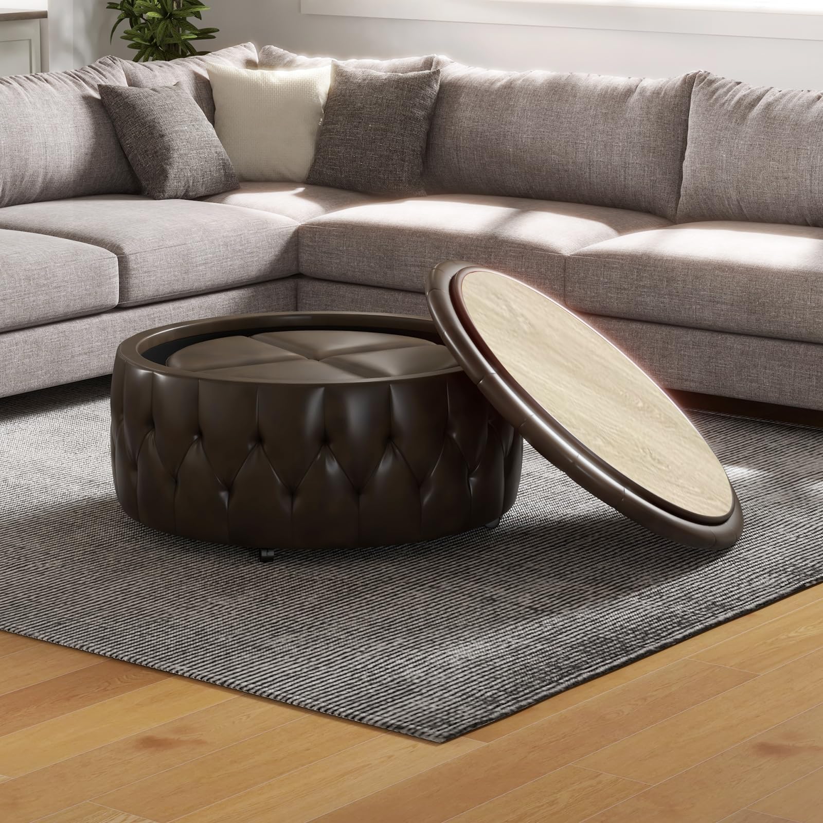 Amazon.com: Niccae 2-in-1 Functional Circular Storage Ottoman, Used as ...