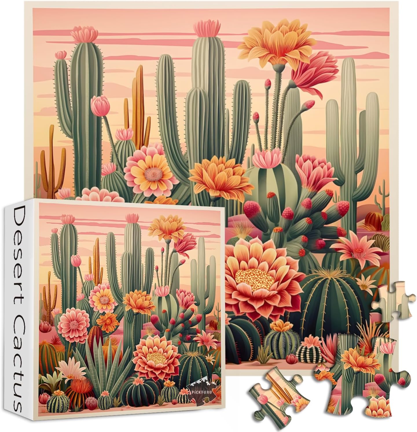 Amazon.com: PICKFORU Vintage Cactus Puzzles for Adults 1000 Pieces ...