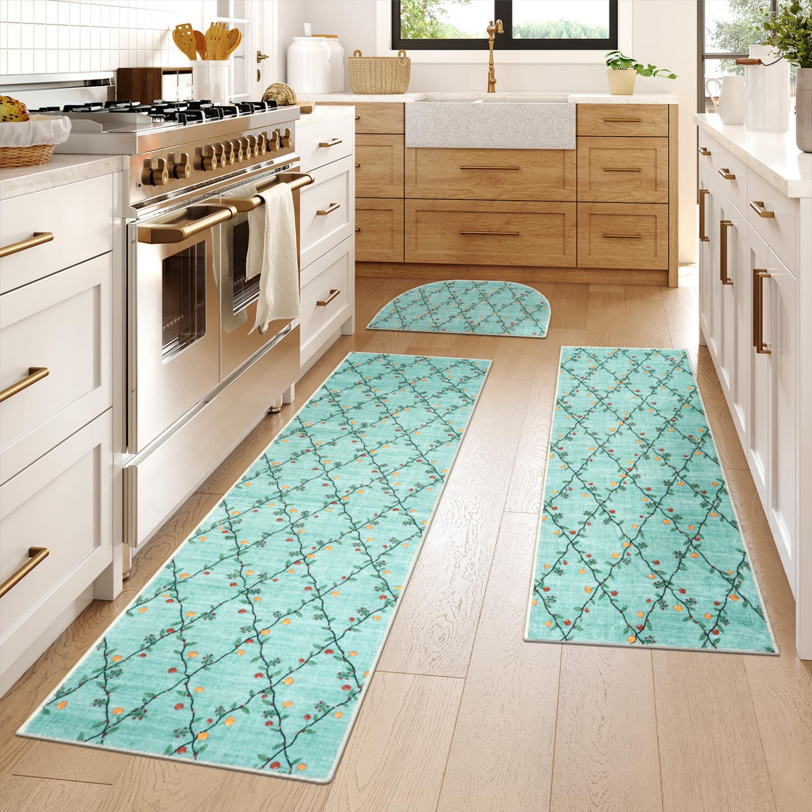 Amazon.com: Sungea Farmhouse Kitchen Rugs Sets of 3, Kitchen Runner Rug ...