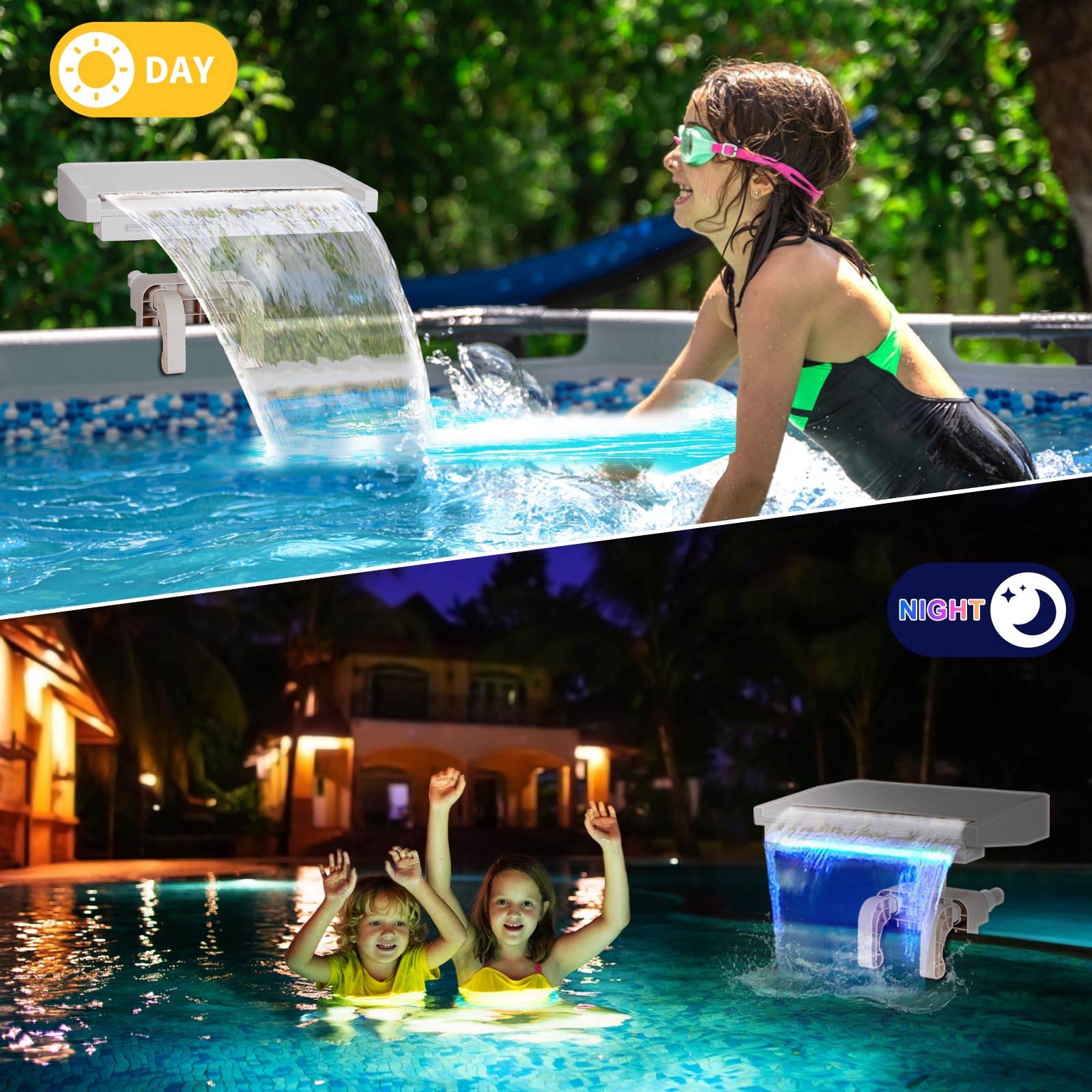 Solar Pond Fountain Solar Pool Fountain With 7-Color LED Lights ...