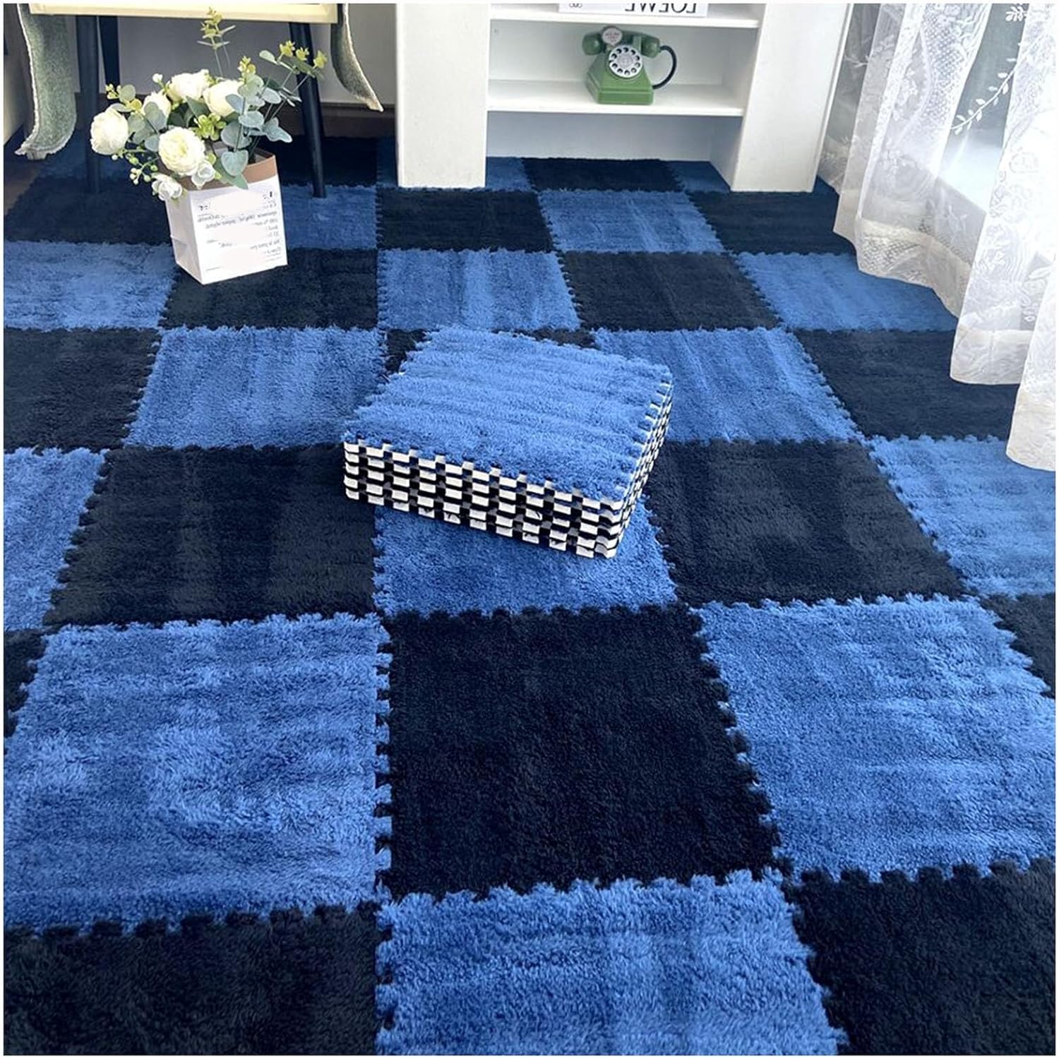 Amazon.com: 12pcs 30x30cm Interlocking Puzzle Carpet Tiles with Edgings ...