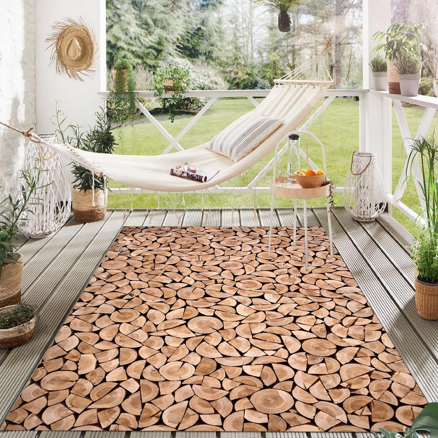 Amazon.com: Rustic Farmhouse Indoor Outdoor Rugs 3x5 Brown Wooden ...