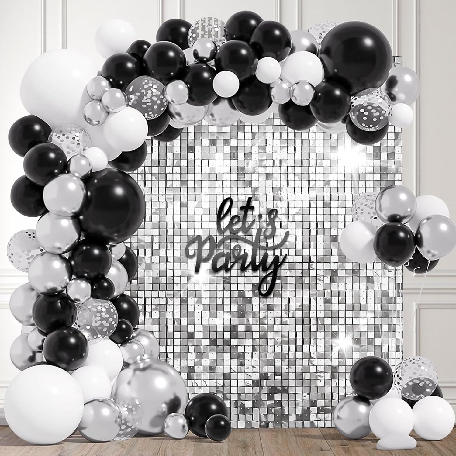Amazon.com : 36 Pcs Silver Shimmer Wall Backdrop Panel - 6x6 FT Sequins ...