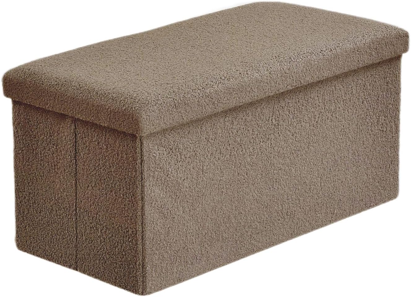 Folding Ottoman Box Boucle Teddy Bear Fabric Folding Toy Chest Pouffe ...