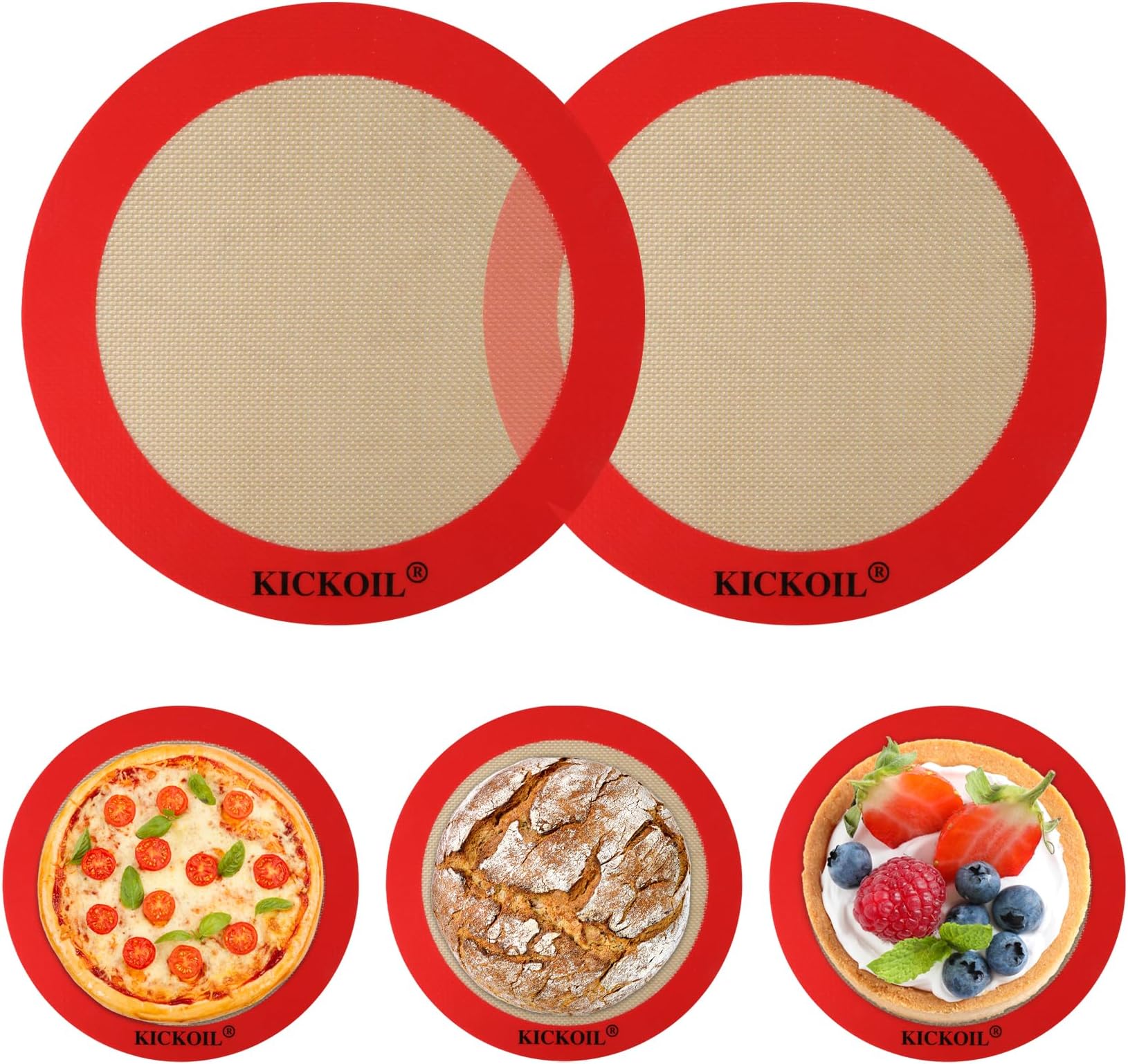 Amazon.com: Eolilim 3PC Round Silicone Baking Mats, 8 inch Silicone ...