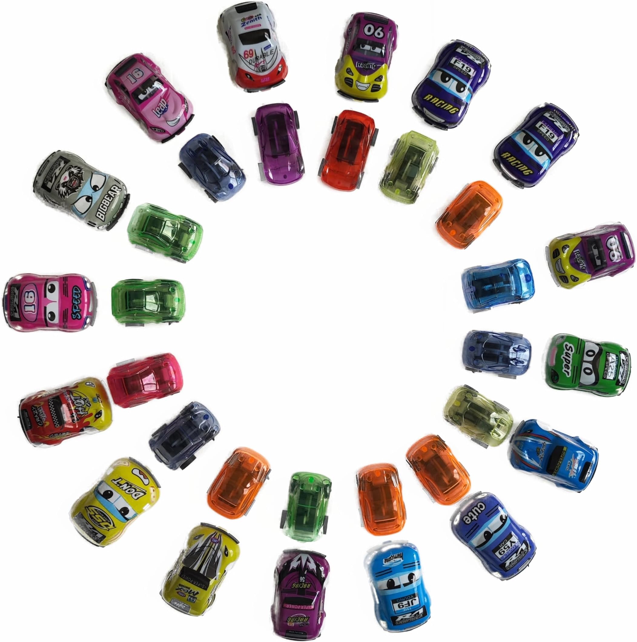 30 Pack Pull Back Toy Cars, Mini Die-Cast Race Cars Vehicles Bulk ...