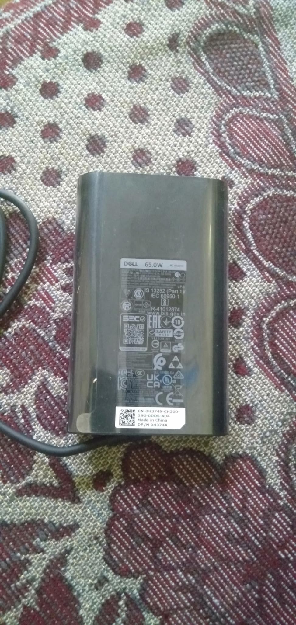 Dell Original 65w | 7.4mm | 19.5v | 3.34A | Laptop AC Adapter-Black, 1 ...