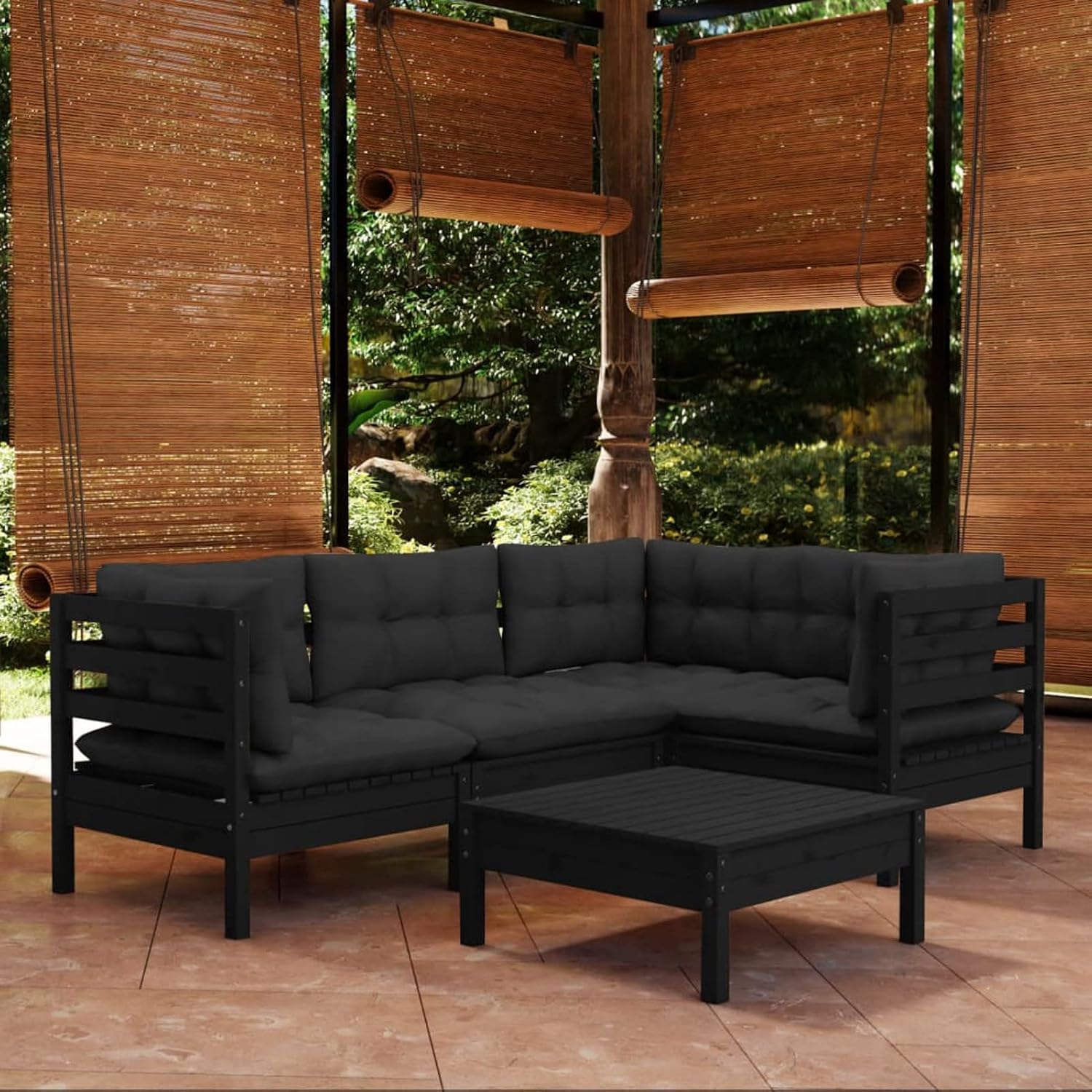 Chenshu 5-TLG. Garten-Lounge-Set mit Kissen, Gartenlounge, Balkon Möbel ...