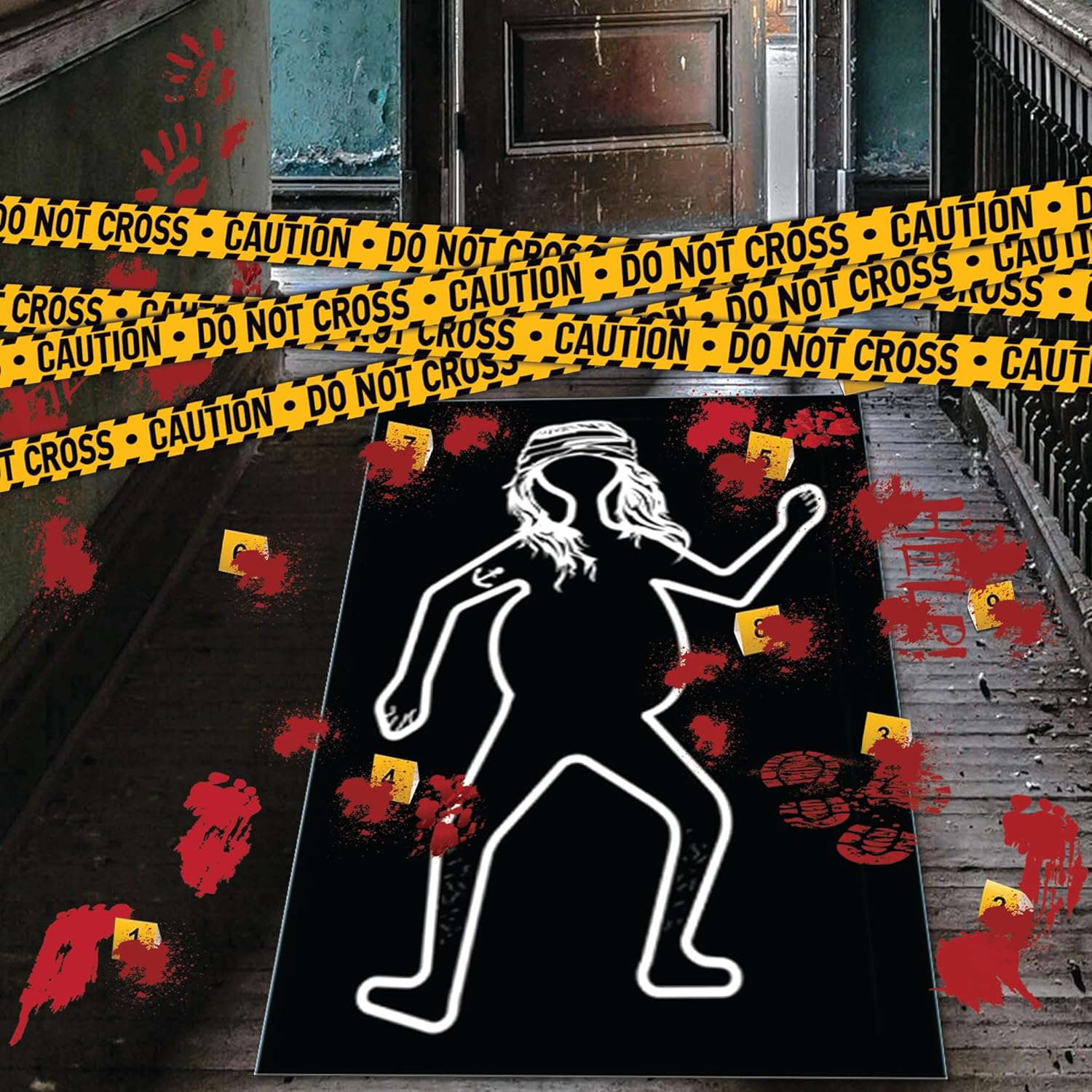 Amazon.com: BASHOUT 16 Pieces Halloween Crime Scene Kit with Bloody ...