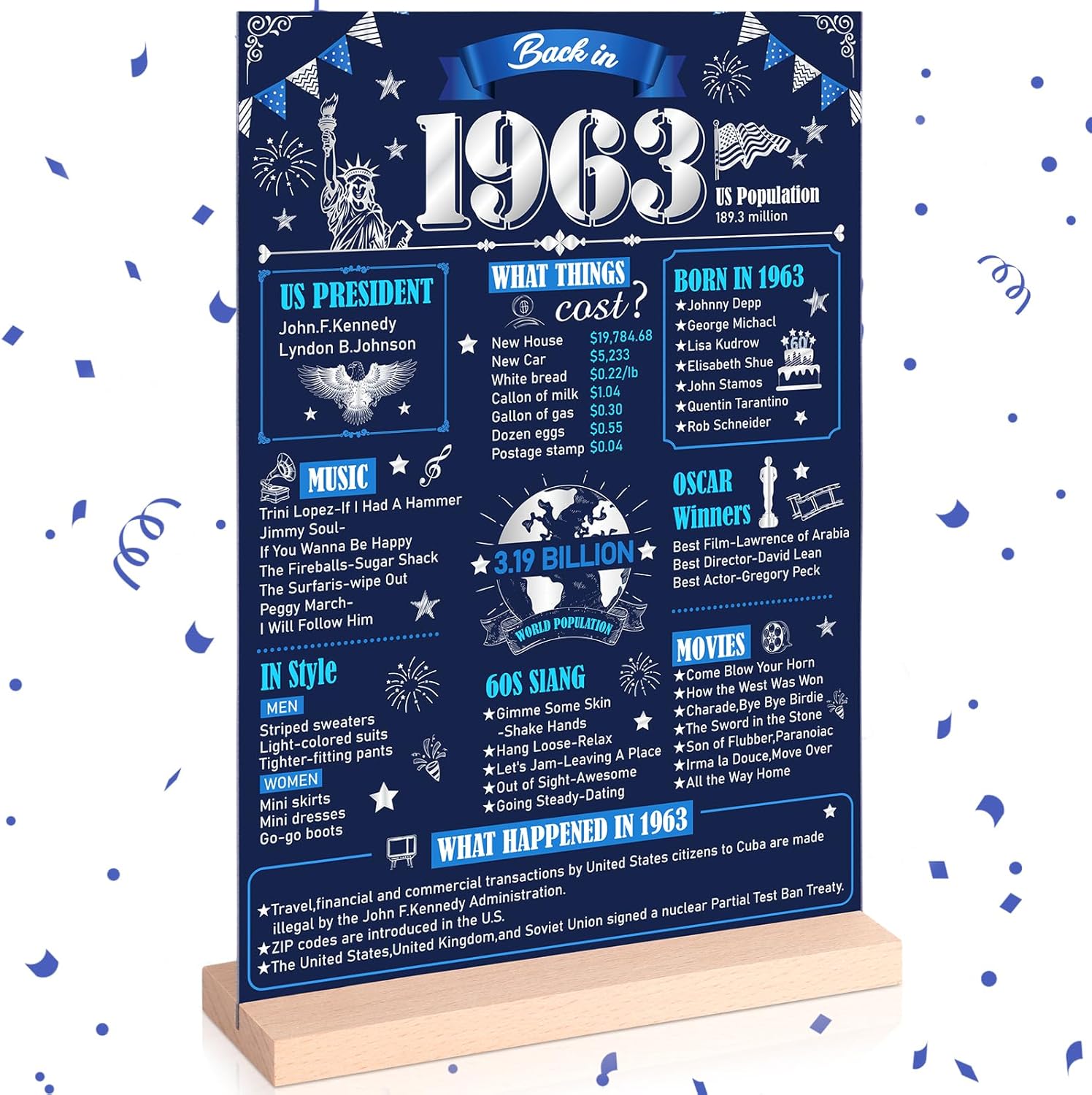 Amazon.com: Blue 60th Birthday Anniversary Decorations for Men Women ...