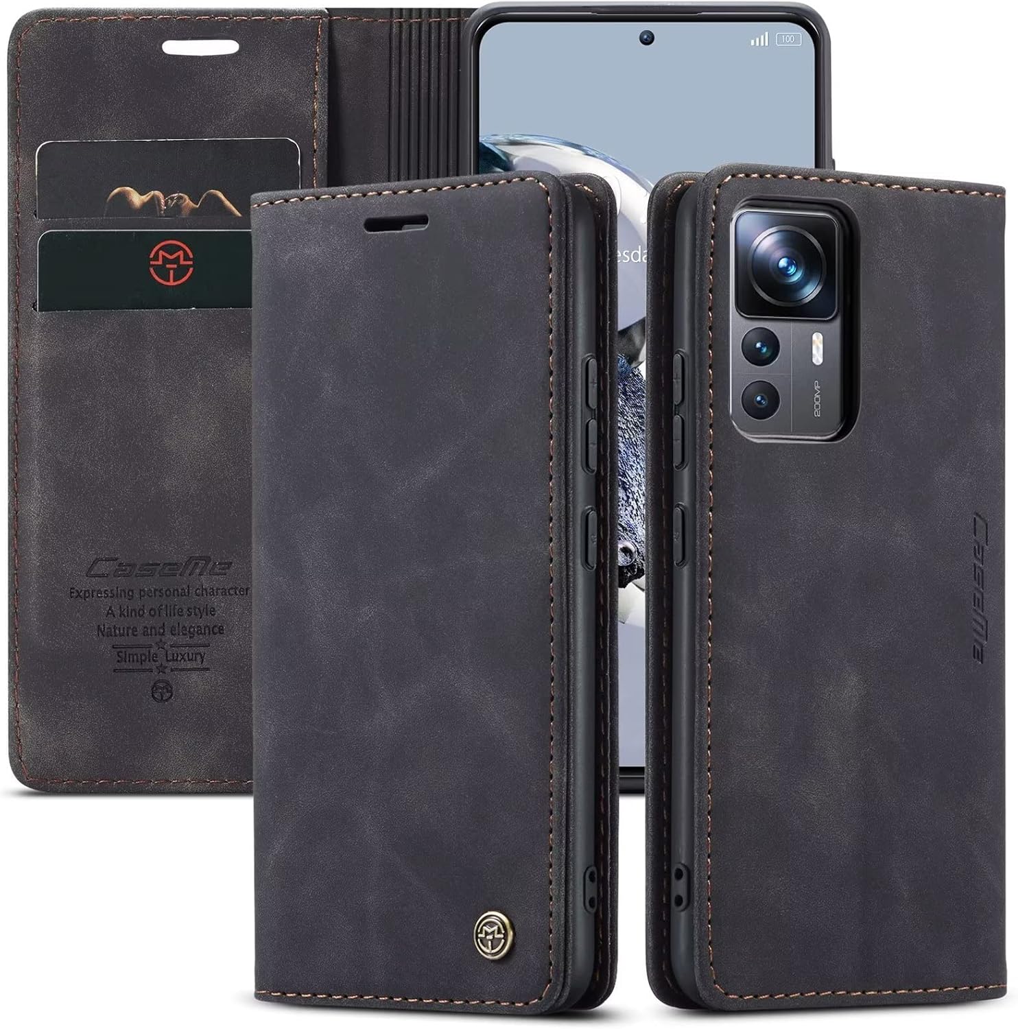 SLWYF Hülle für Xiaomi 12T/12T Pro Hülle,PU Leder Flip Tasche Klappbar ...