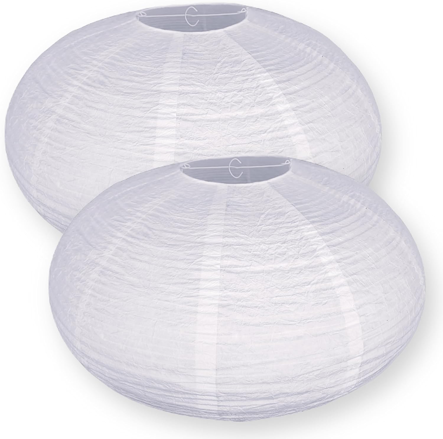 White Oval Crepe Paper Lanterns 22" - 2 Pack - Chinese Japanese Hanging ...