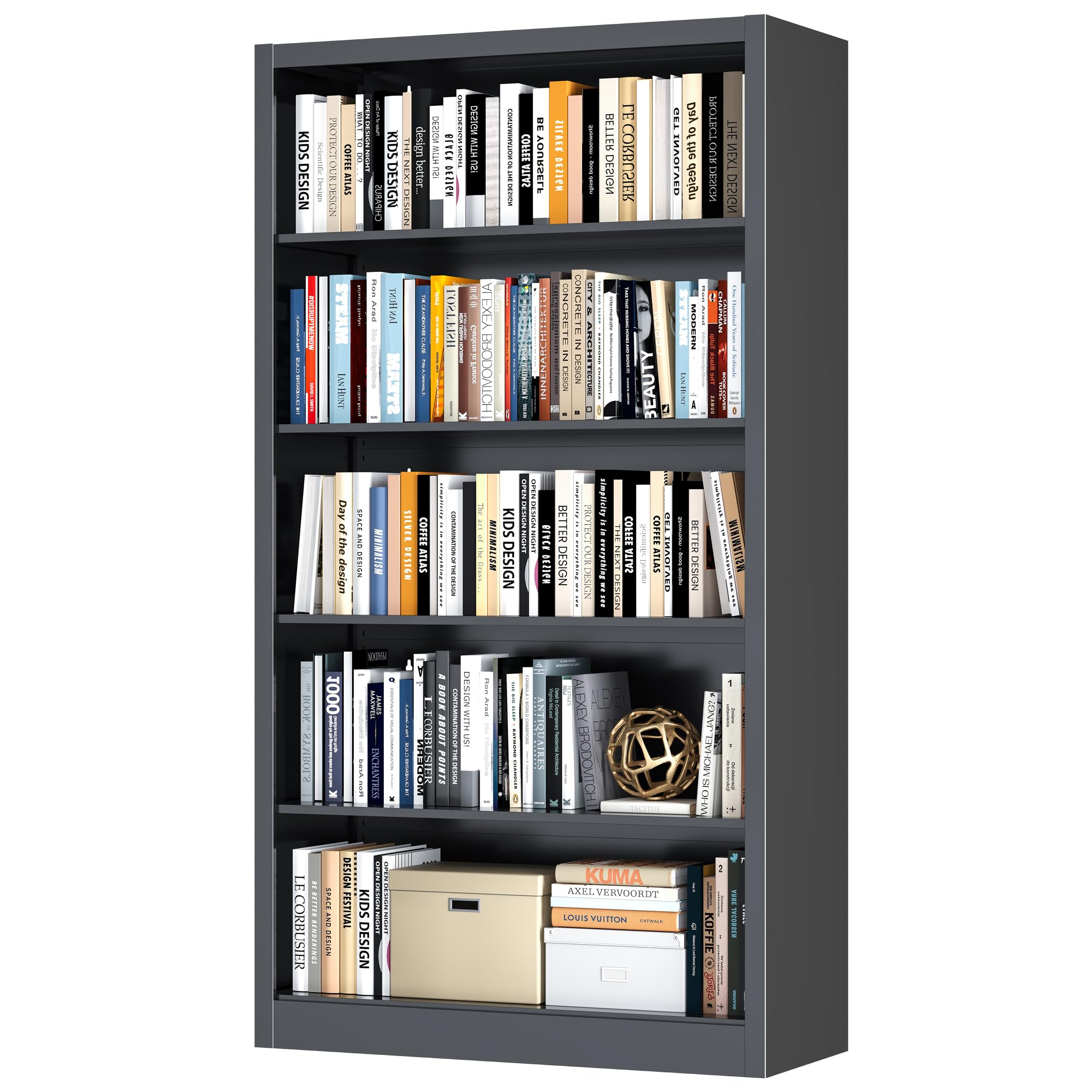 Amazon.com: ZONLESON Metal Bookshelf,Adjustable 5-Tier Bookcase with ...