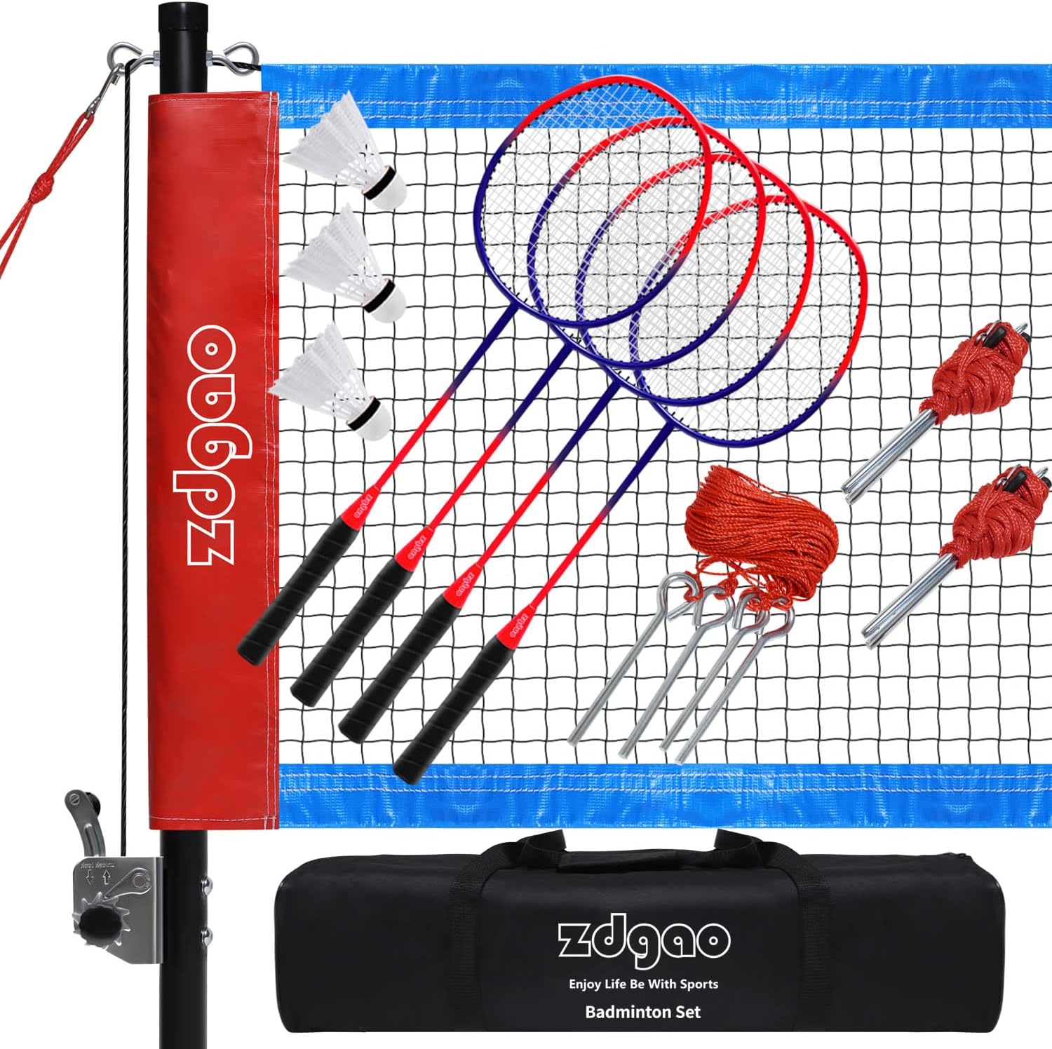 Zdgao Badminton Set for Backyard with Net | Portable Outdoor Badmitton ...
