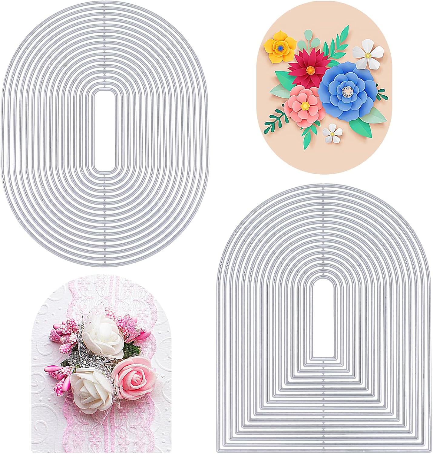 Amazon.com: Arch Metal Die Cuts Oval Border Die Cuts Embossing Paper ...