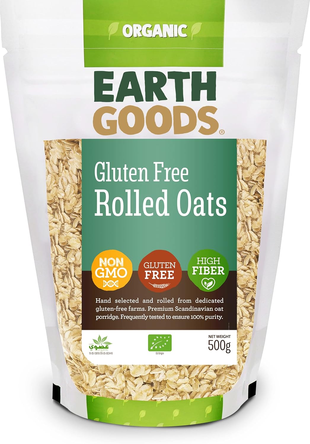 Earth Goods Organic Oat Flakes Rolled Oats, Gluten Free, 500g : Amazon ...