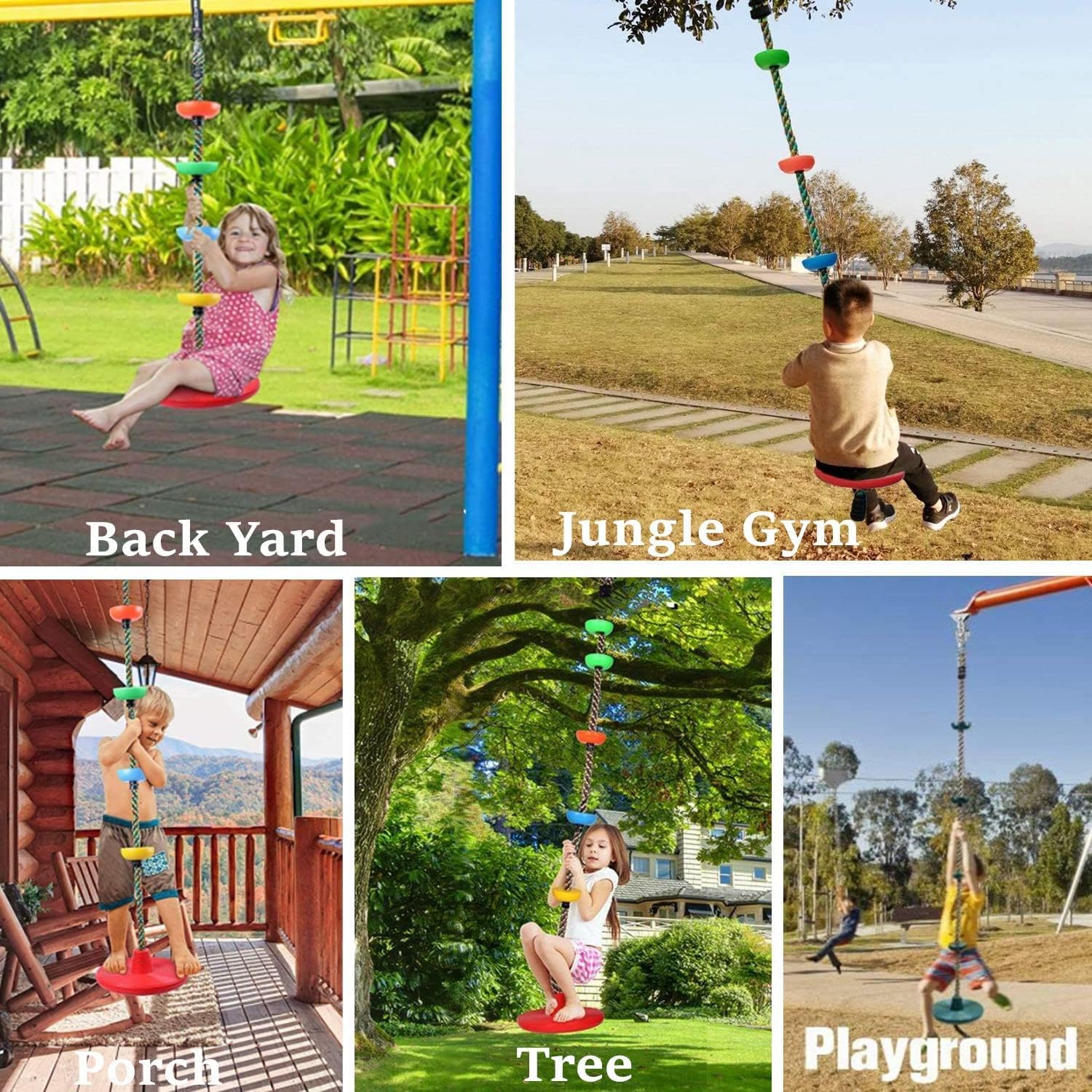 Duty Tree Swing Multicolor Climbing Rope with Platforms Kids Disc Swing ...