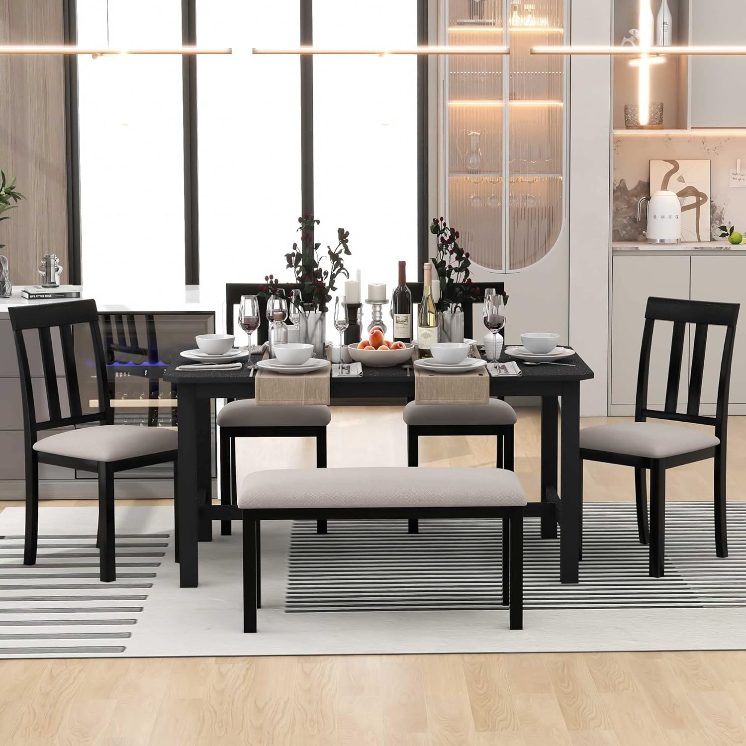 Amazon.com - Rubber Wood & MDF Boards 6 Piece Kitchen and Dining Room ...