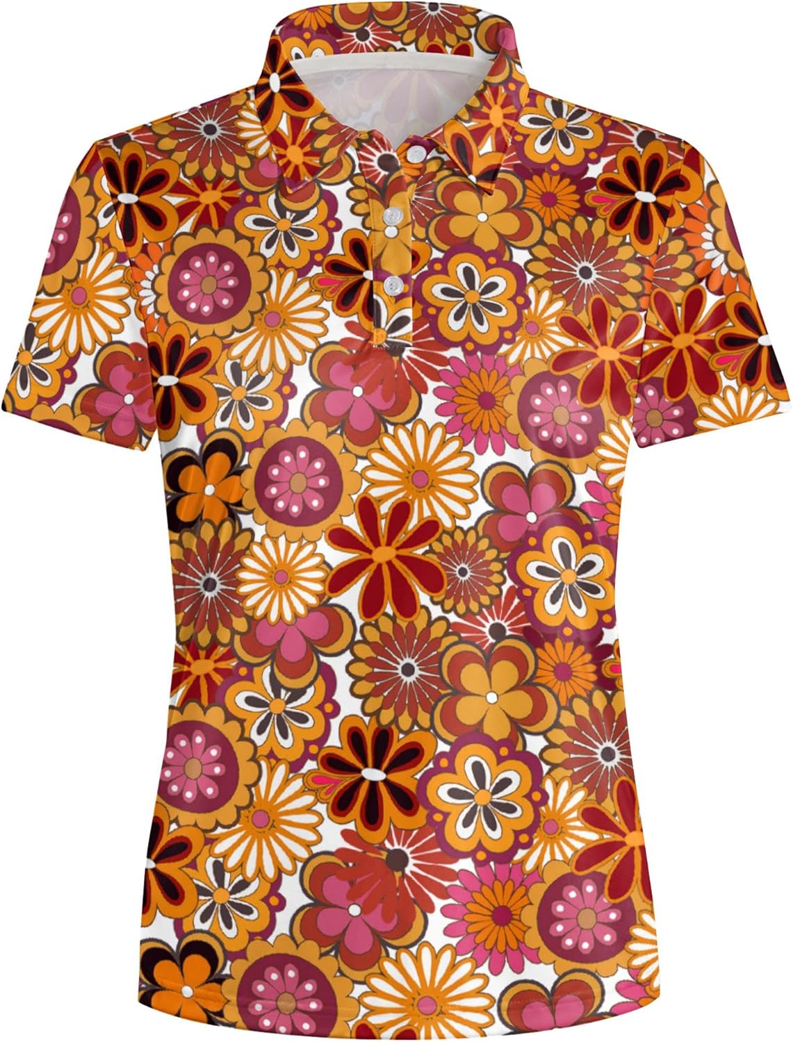 Amazon.com: Womens Golf Shirt 70s Flowers Women Polo Shirts Golf ...