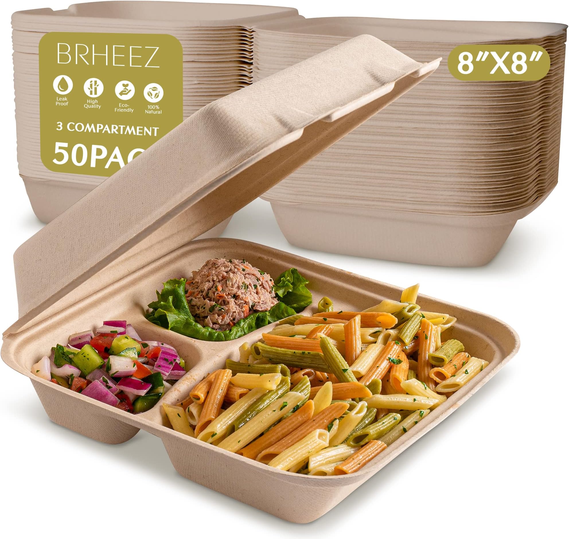 Amazon.com: Verde Planet Clamshell Take Out Containers - 100% Natural ...