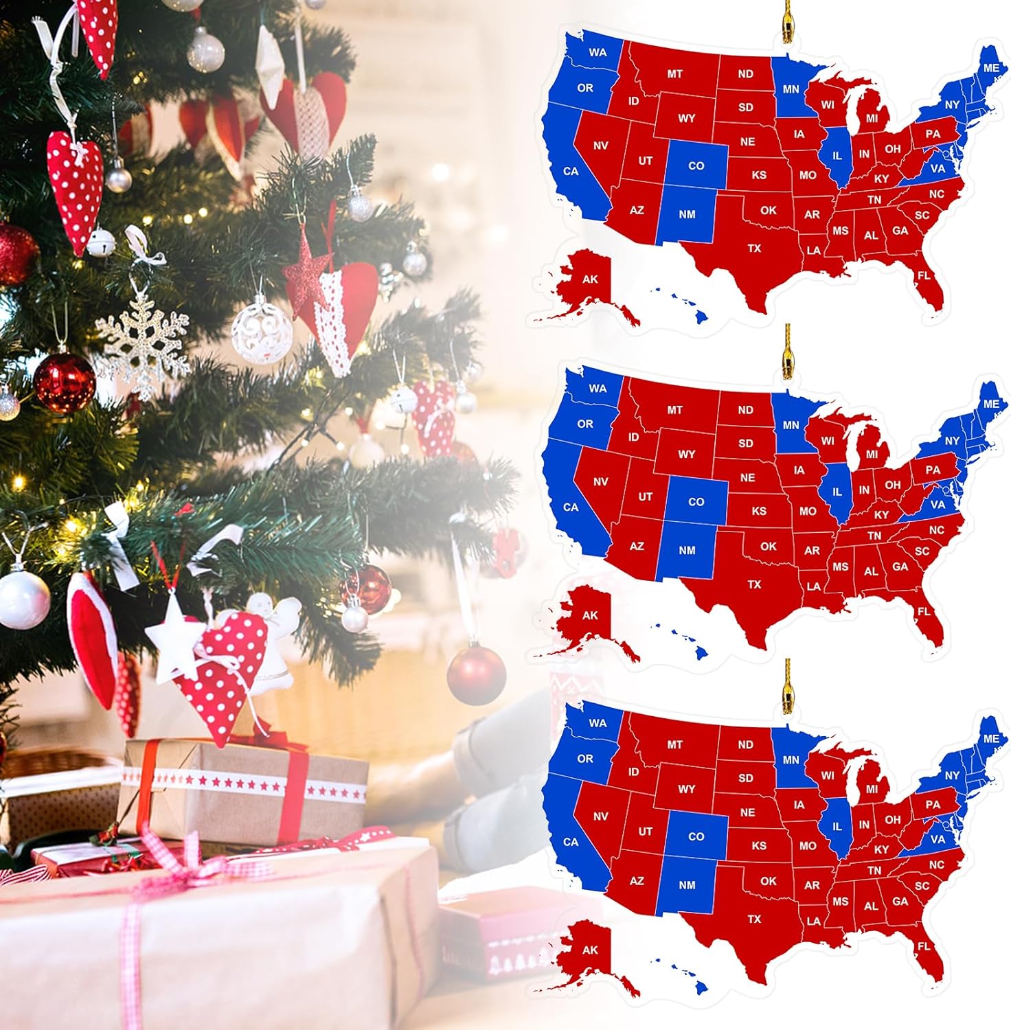 Amazon.com: US Presidential Election Map 2024 Ornament, [3 PCS ...