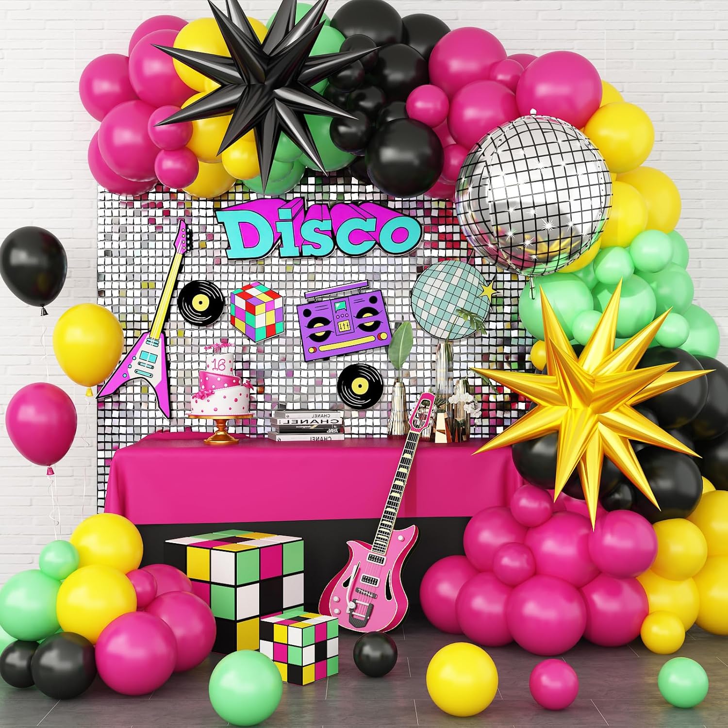 Amazon.com: GRESATEK Disco Balloon Garland Arch Kit, 80s 90s Balloon ...