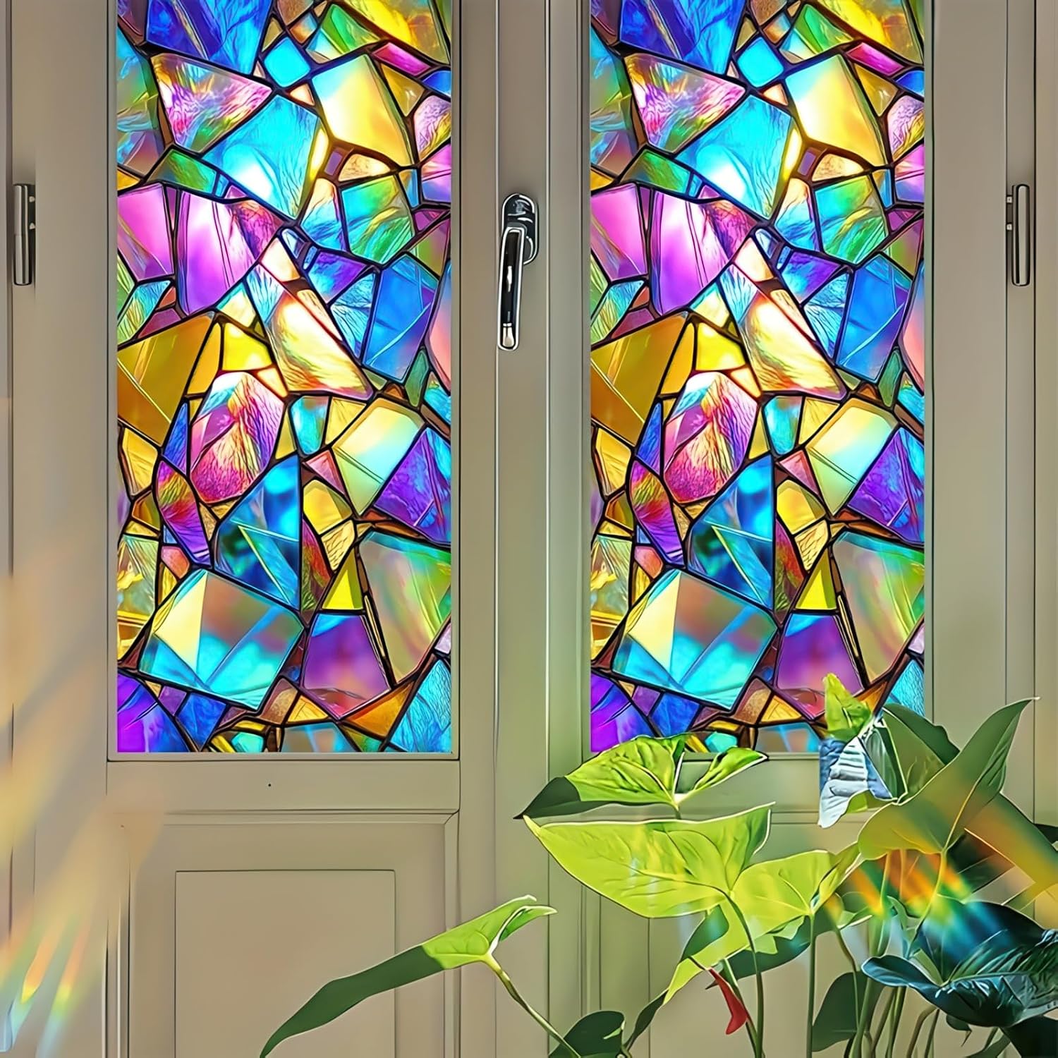 Amazon.com: BlissYard Stained Glass Window Colorful Geometry Window ...