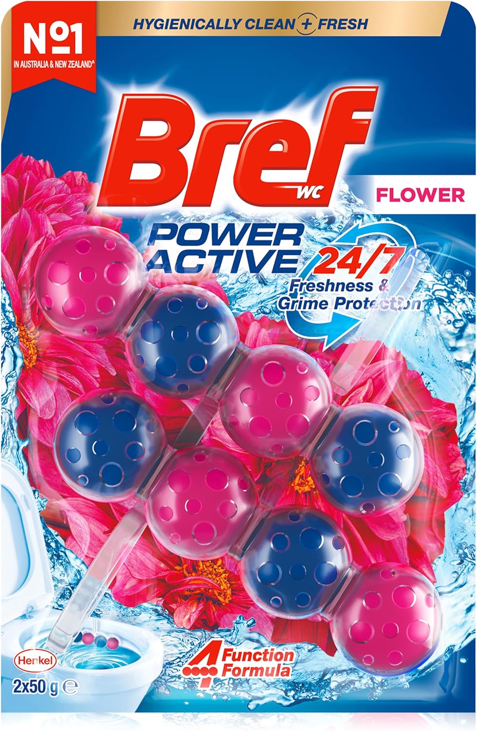 Bref Power Active Flower Blossom, Rim Block Toilet Cleaner, 2x50g, 100g ...