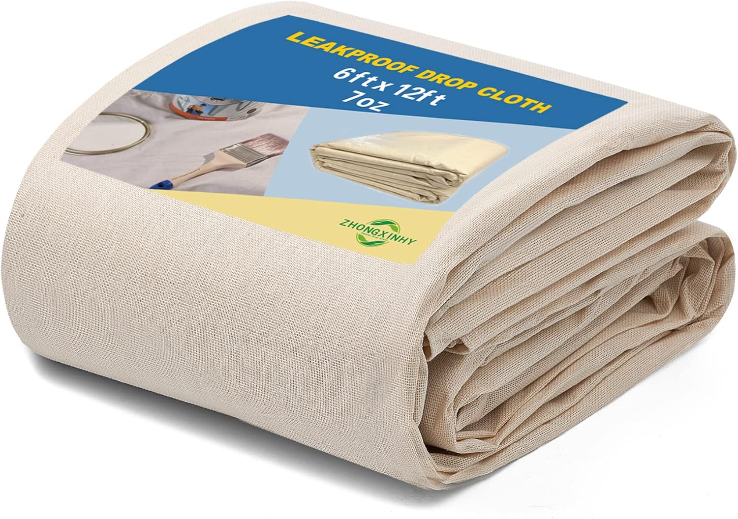 Canvas Drop Cloth 6 x 12 Feet, 7oz Drop Cloth for Painting, with ...