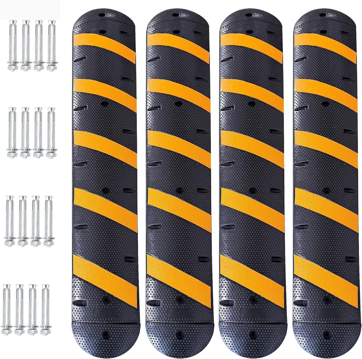 Amazon.com: 4 Pack 6FT Heavy Duty Speed Bump, 25000 Lbs Capacity Rubber ...