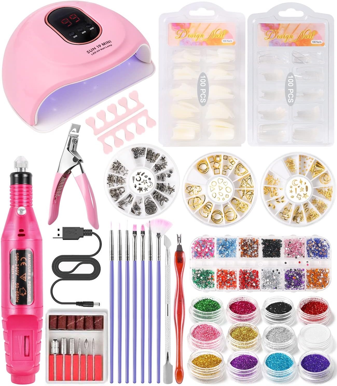 Amazon.com: DouborQ Nail Kit with Electric Nail Drill UV LED Nail Lamp ...