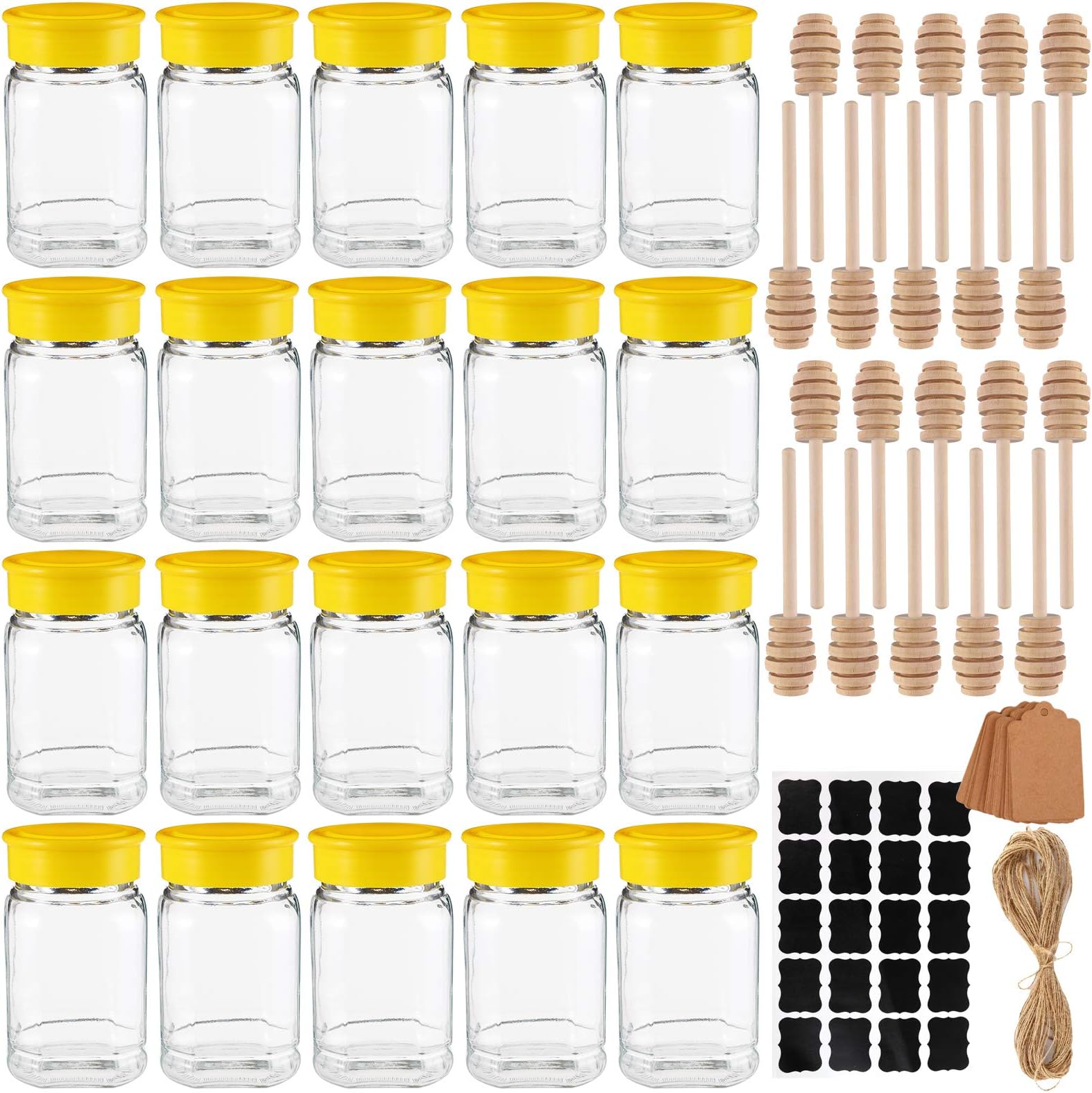 Amazon.com: TOPZEA 20 Pack 12 oz Clear Glass Honey Jars with Dipper, Honey Holder Containers ...