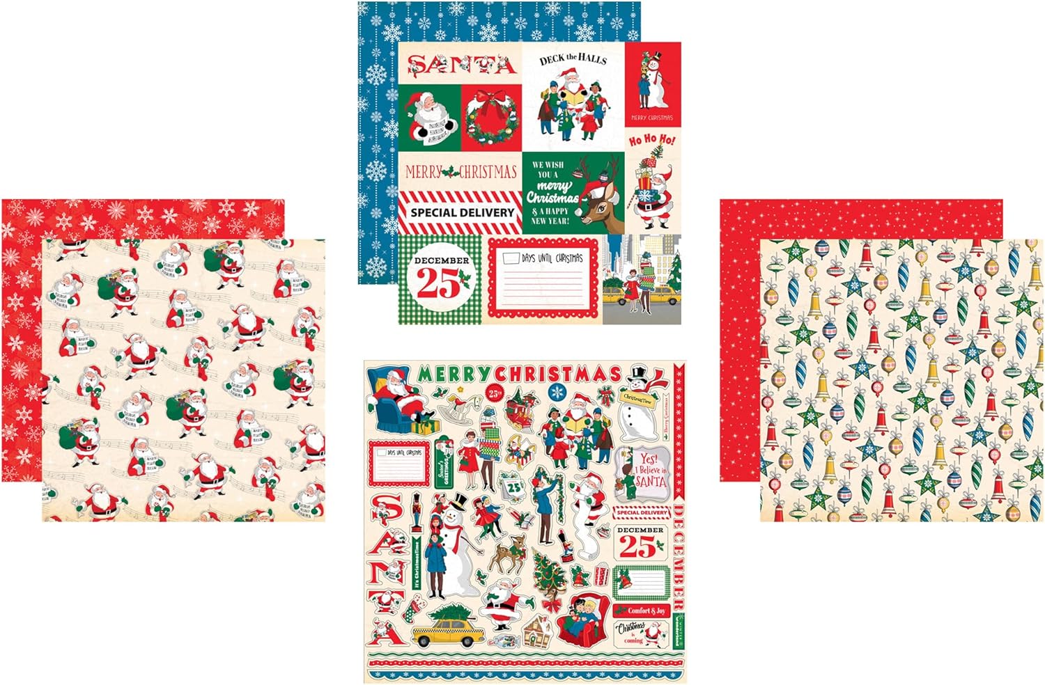 Amazon.com : 12x12 Christmas Scrapbook Paper - Christmas Stickers For ...