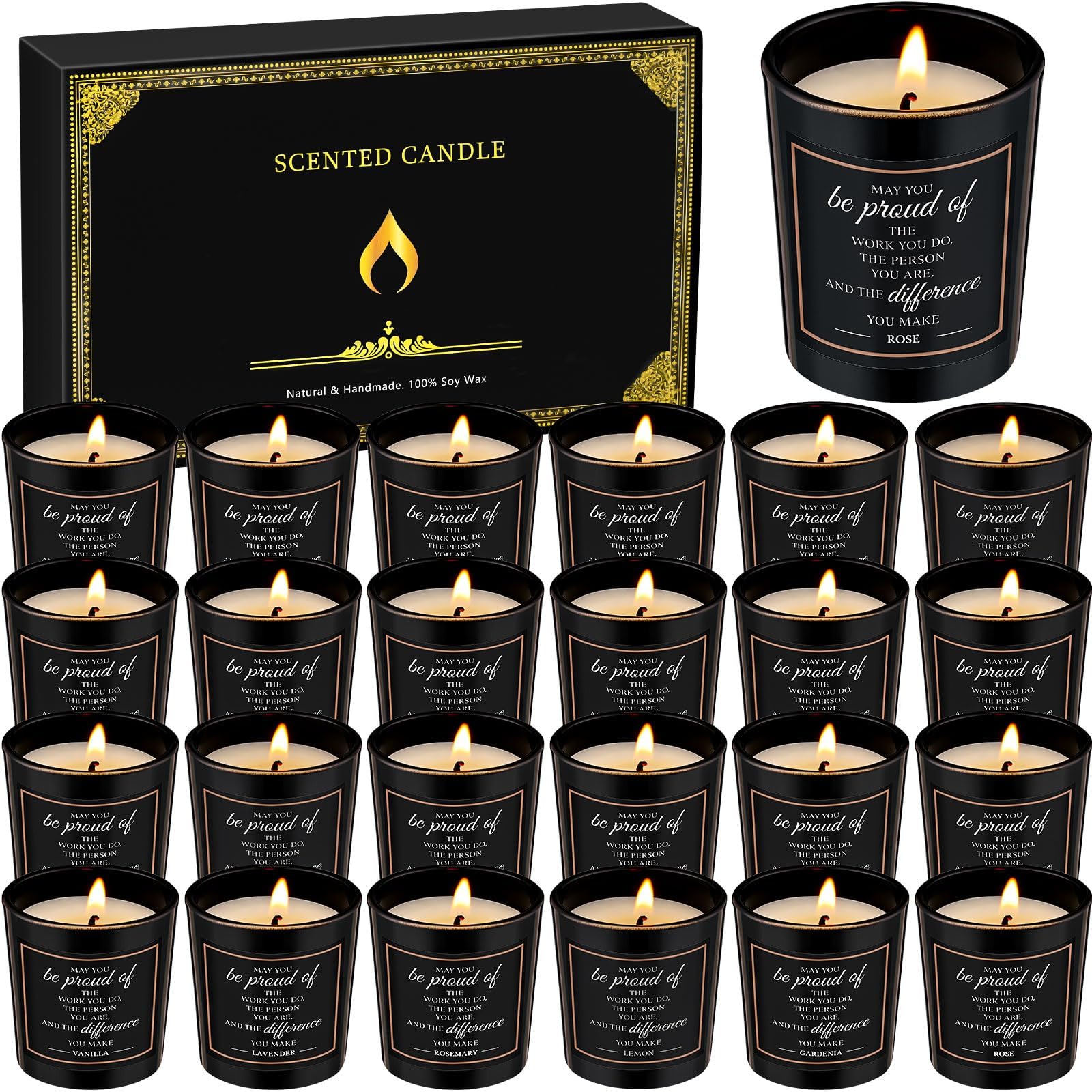 Amazon.com: MTLEE 24 Pcs Employee Appreciation Gifts Scented Candles Bulk Gift Set Inspirational ...