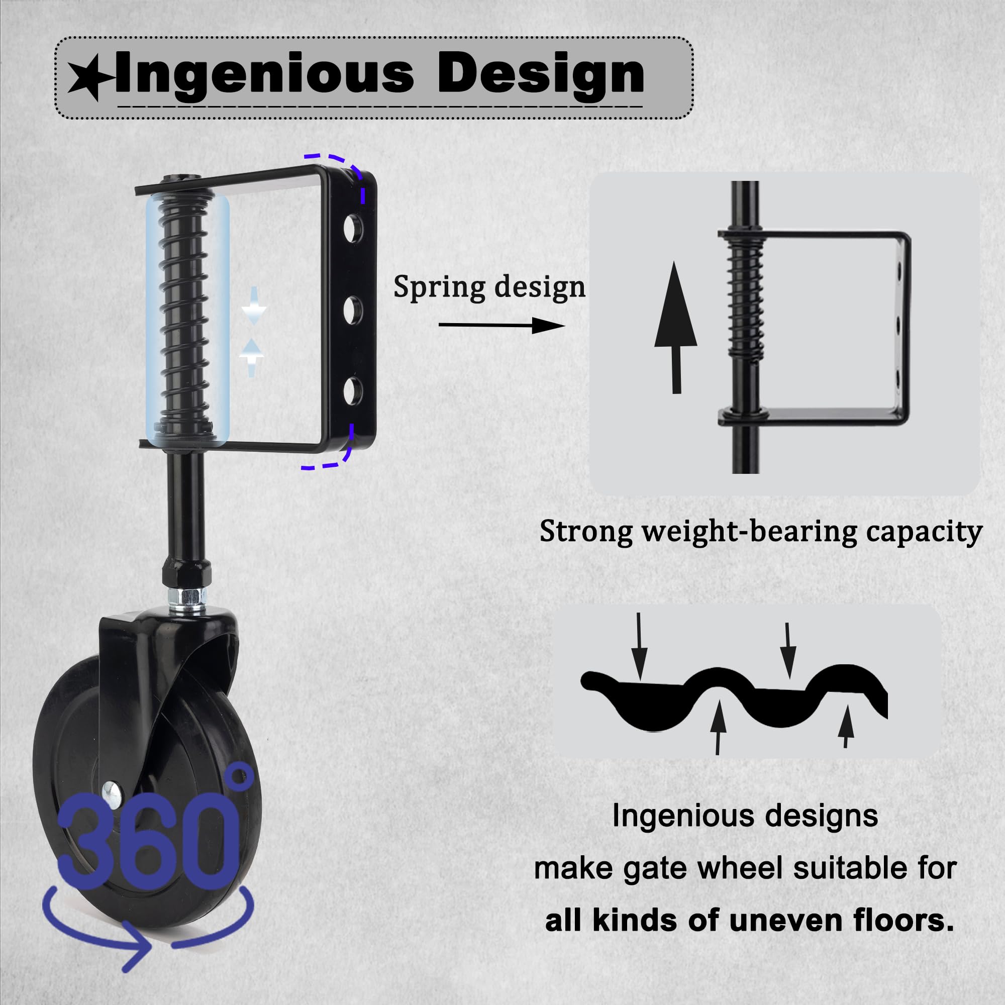 Snapklik.com : 5" Heavy Duty Gate Wheel For Metal Tube Gate, Adjustable ...