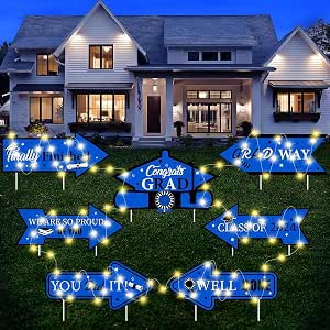 Amazon.com : 2024 Graduation Decorations Black Blue Graduation Yard ...