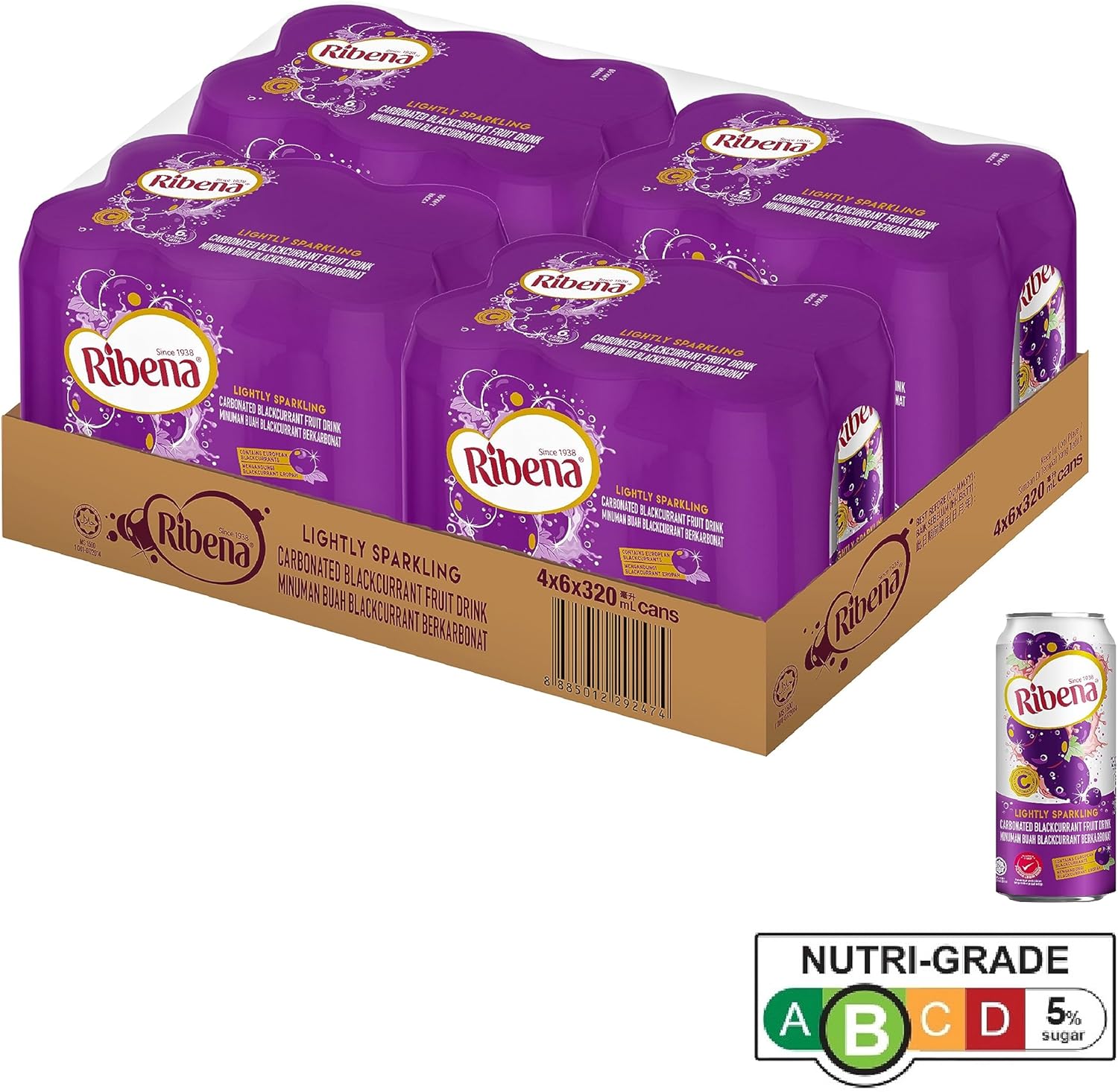 Ribena Sparkling Juice Drink Can, 24 x 320 ml : Amazon.sg: Grocery