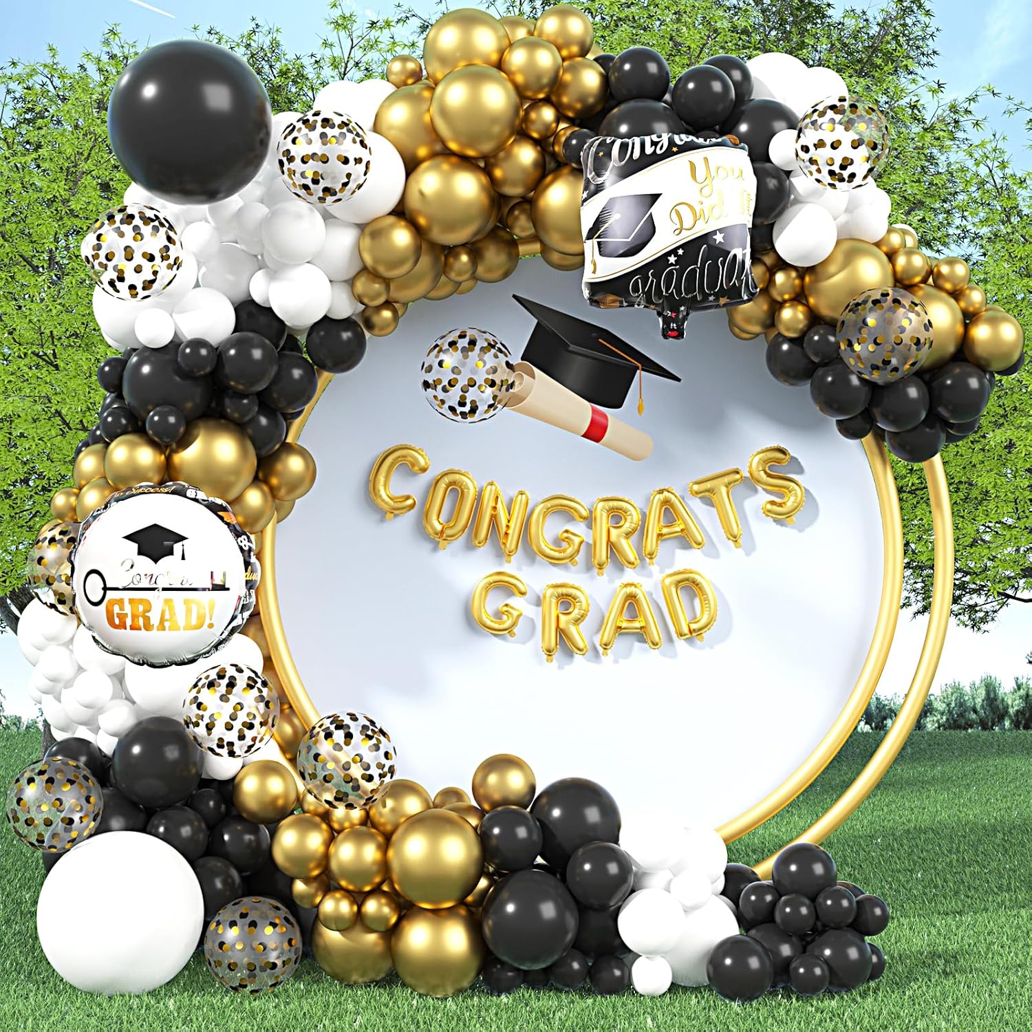 Amazon.com: Baolaiballoon Graduation Balloon Garland Arch Kit Black ...