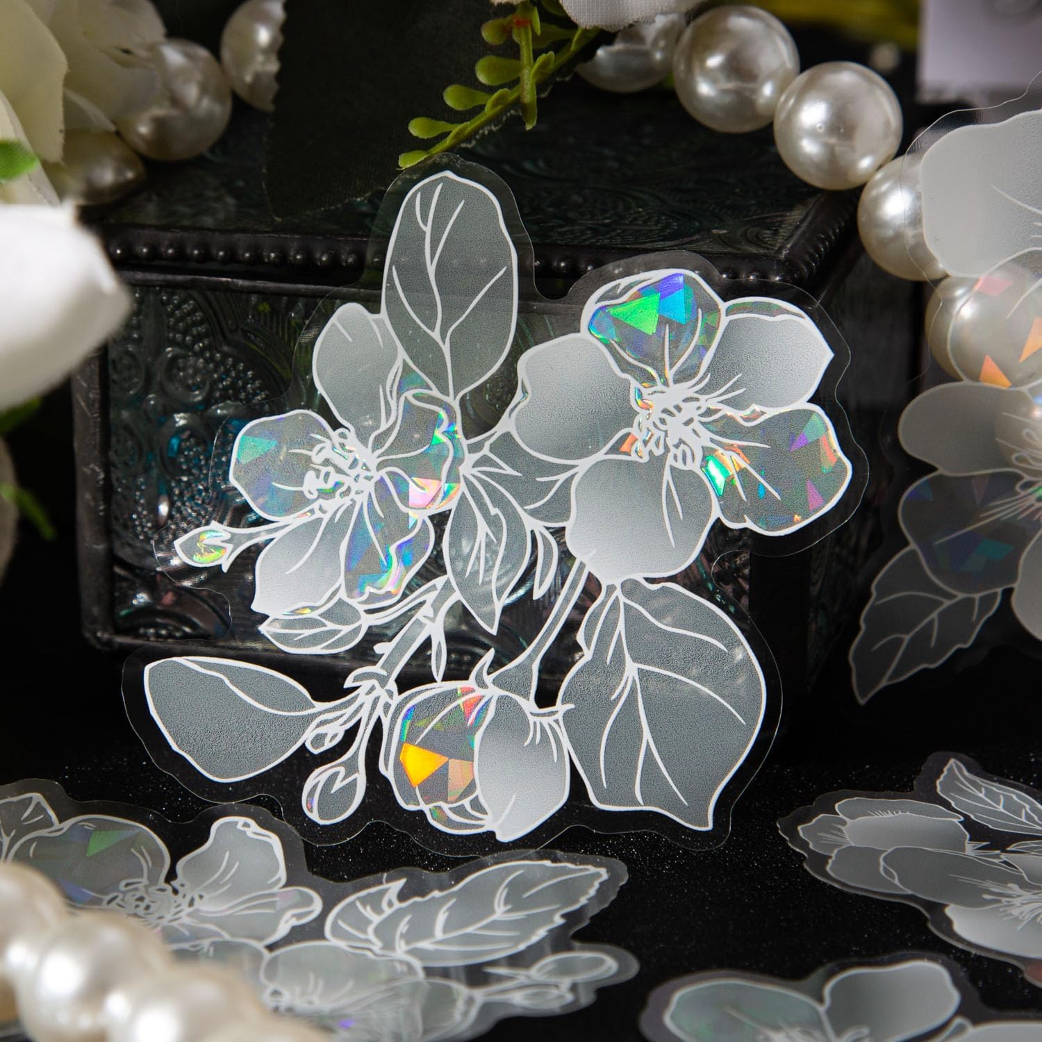 Amazon.com: Elegant Vintage Floral Stickers | 5 Large Translucent ...