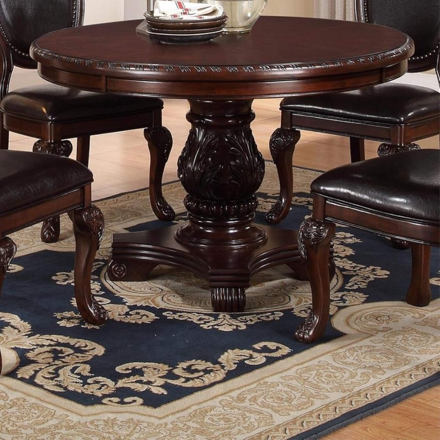 Amazon.com - Benzara Traditional Style Round Dining Table, Brown - Tables