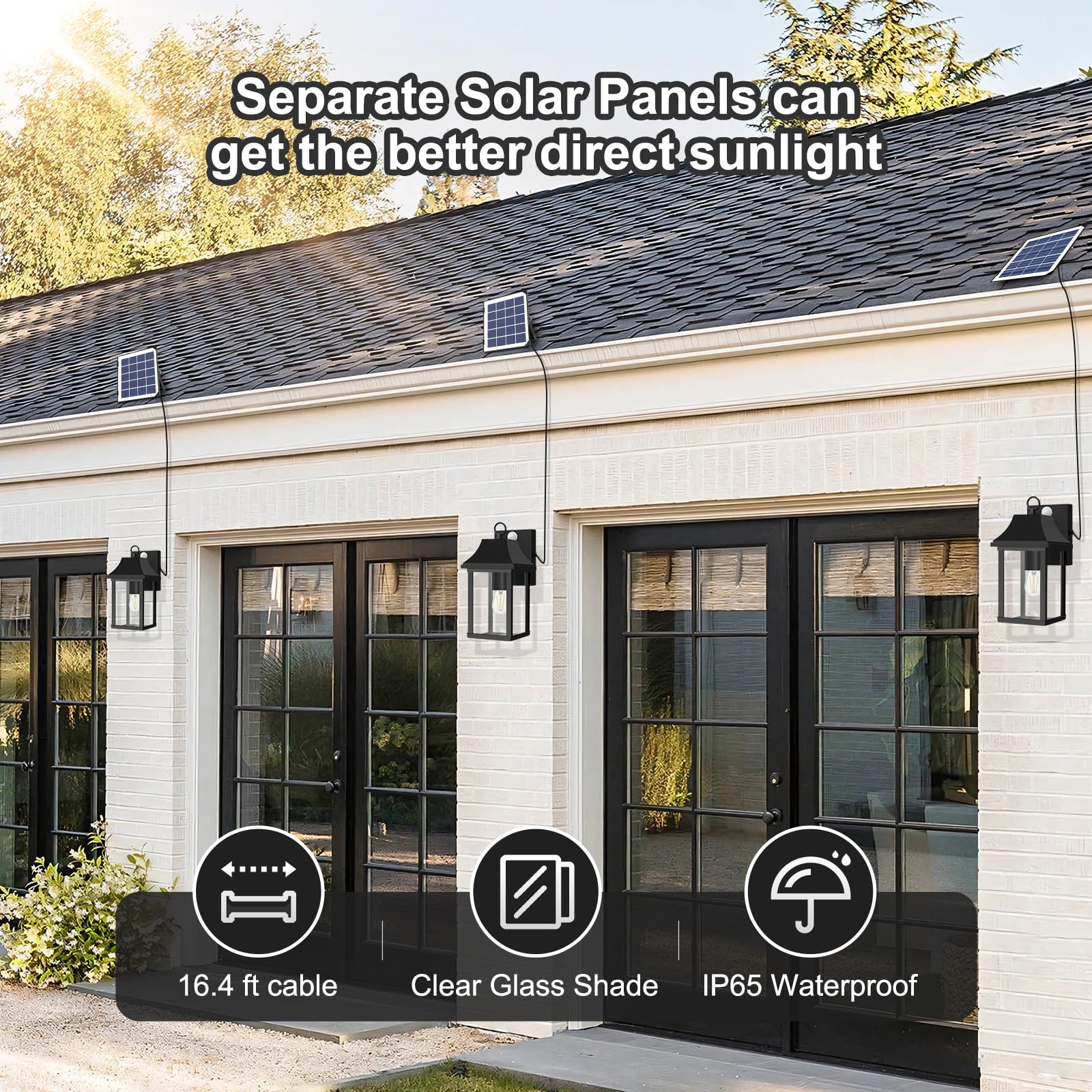 2 Pack Solar Porch Lights Outdoor, Dusk to Dawn Motion Sensor Solar ...