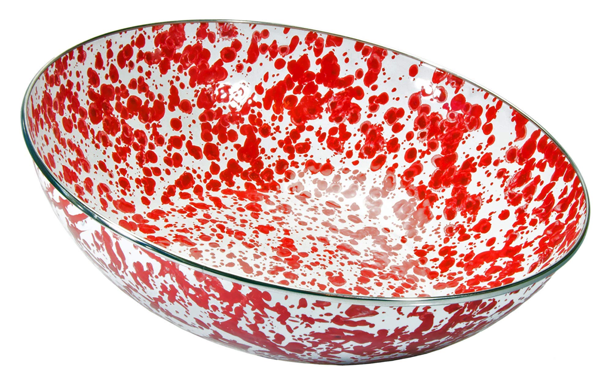 Amazon.com | Golden Rabbit Enamelware - 5qt Catering Bowl (Red Swirl ...