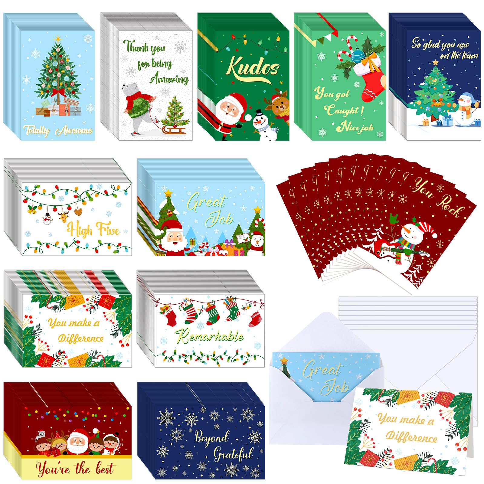 Amazon.com : Zhanmai 240 Pack Christmas Employee Appreciation Kudos ...