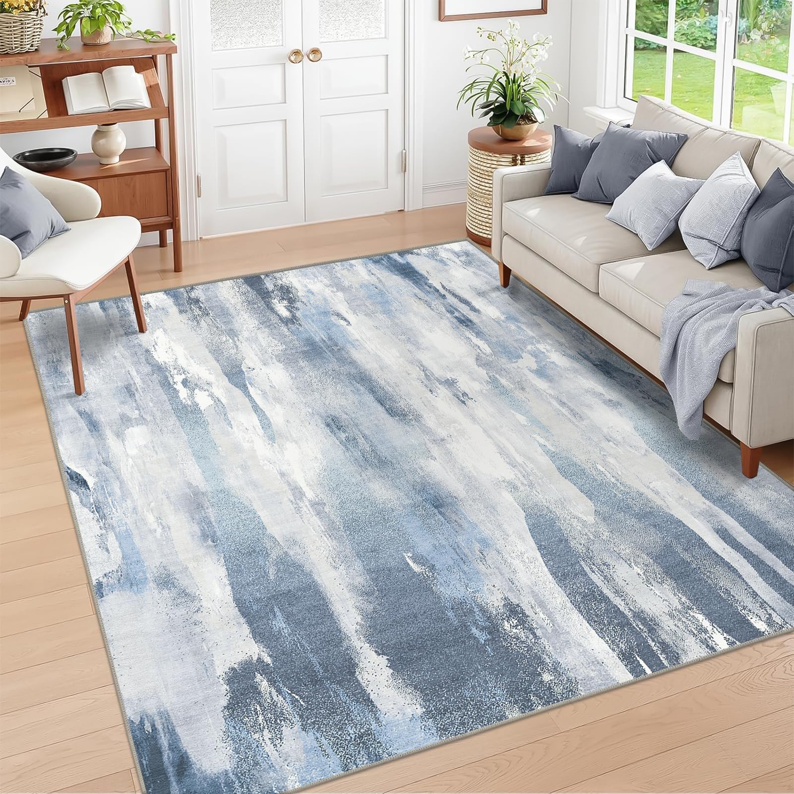 Amazon.com: INGEROOM Machine Washable Rug Non-Slip Backing Abstract ...