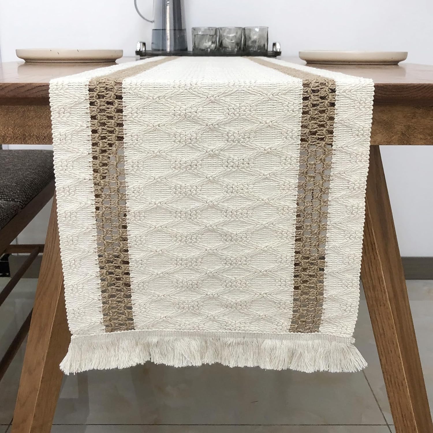 Amazon.com: IETHERBO Farmhouse Table Runners 72 Inches Long Boho Cotton ...