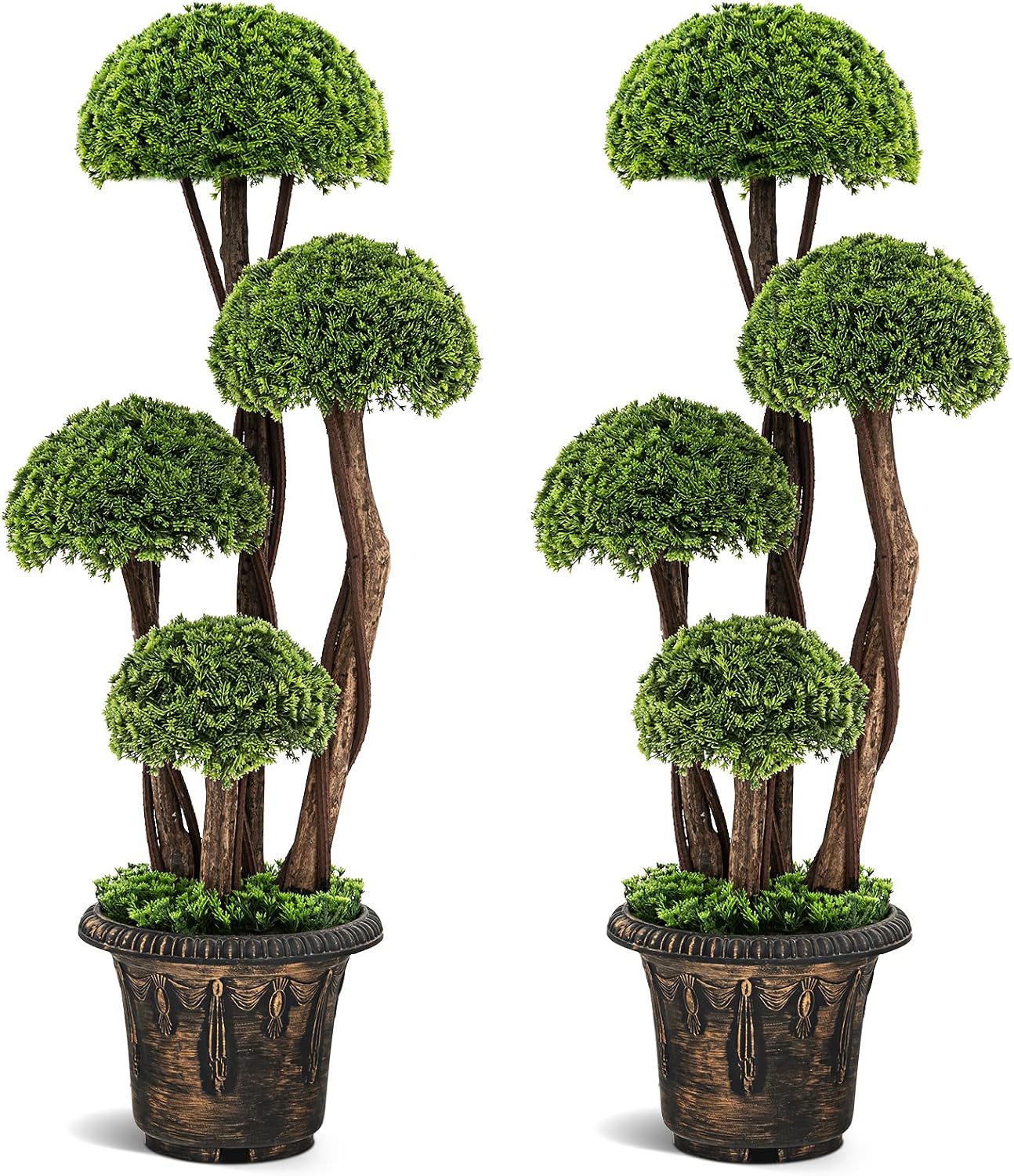 Amazon.com - BECOMFORT 3FT Artificial Potted Cedar Ball Tree 2 Pack ...
