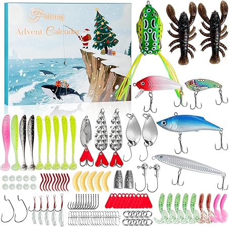 Amazon.com: Fishing Advent Calendar 2025, 114 Pcs Fishing Lure Kits ...