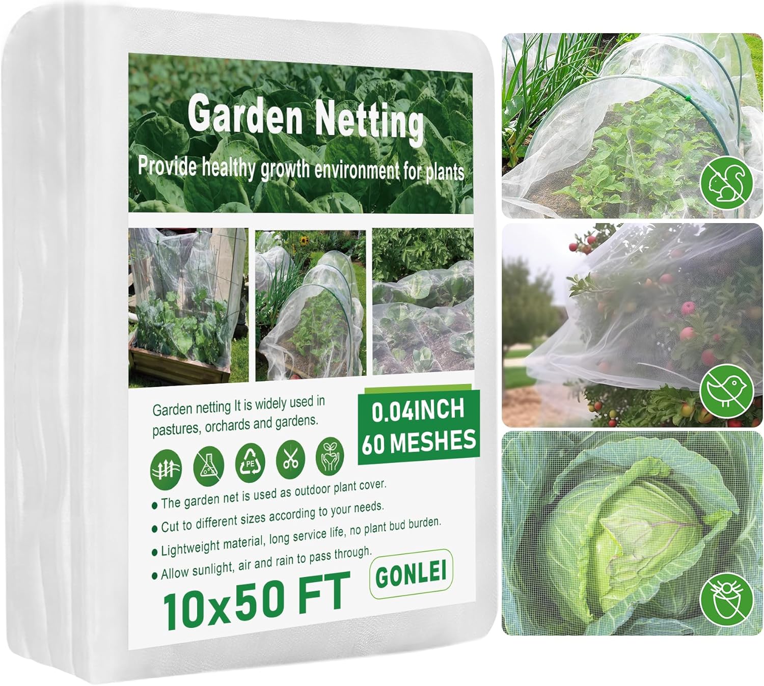GonLei Garden Netting 10 X 50 FT Mesh Netting Protection Plant Cover ...